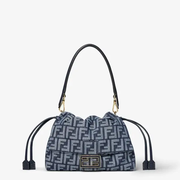 Fendi Baguette® Soft Medium Dark Blue Denim-effect Ff Jacquard Bag